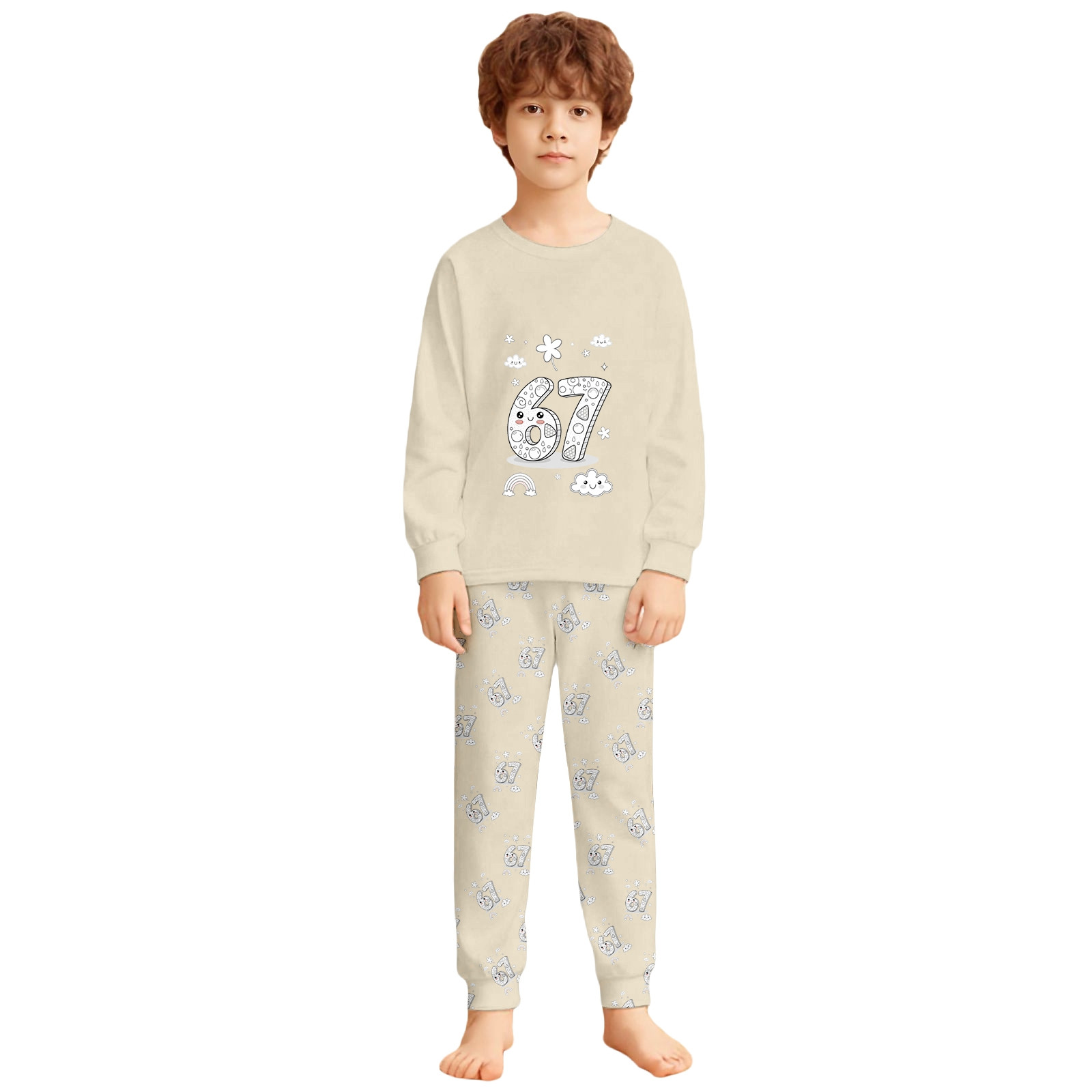 Boys Girls 6 7 Pants Set Toddler Six Seven Sky Print Tee Top Shirt 2Pcs ...