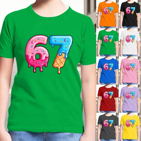 Boys Girls 67 Ice Cream Drip Cool Funny Number T-Shirt Thanksgiving ...