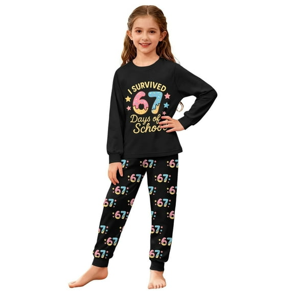 Boys Girls 67 Meme Shirts Pants Set Kids I Survived Days Of School ...