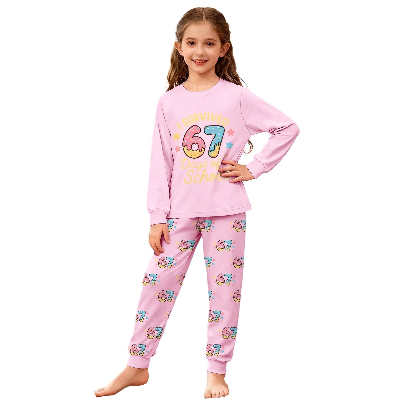 Boys Girls 67 Meme Shirts Pants Set Kids I Survived Days Of School ...