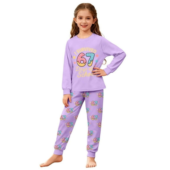 Boys Girls 67 Meme Shirts Pants Set Kids I Survived Days Of School ...