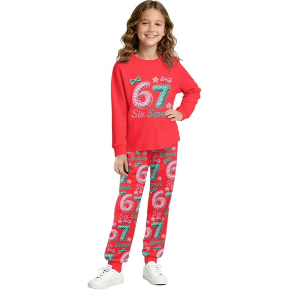 Boys Girls 67 Meme Shirts Pants Set Kids Teens Six Seven Home Casual ...