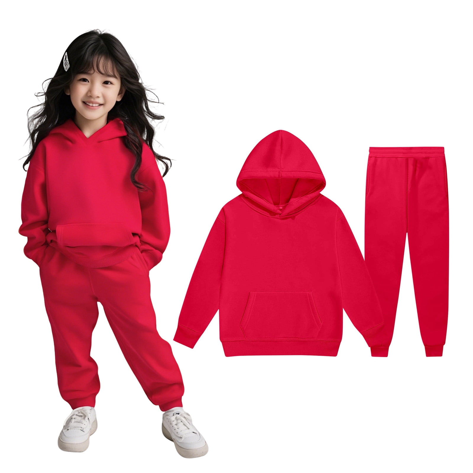 Boys Girls Active Sweatsuit,2PC Long Sleeve Basic Hoodie Sweatpants ...