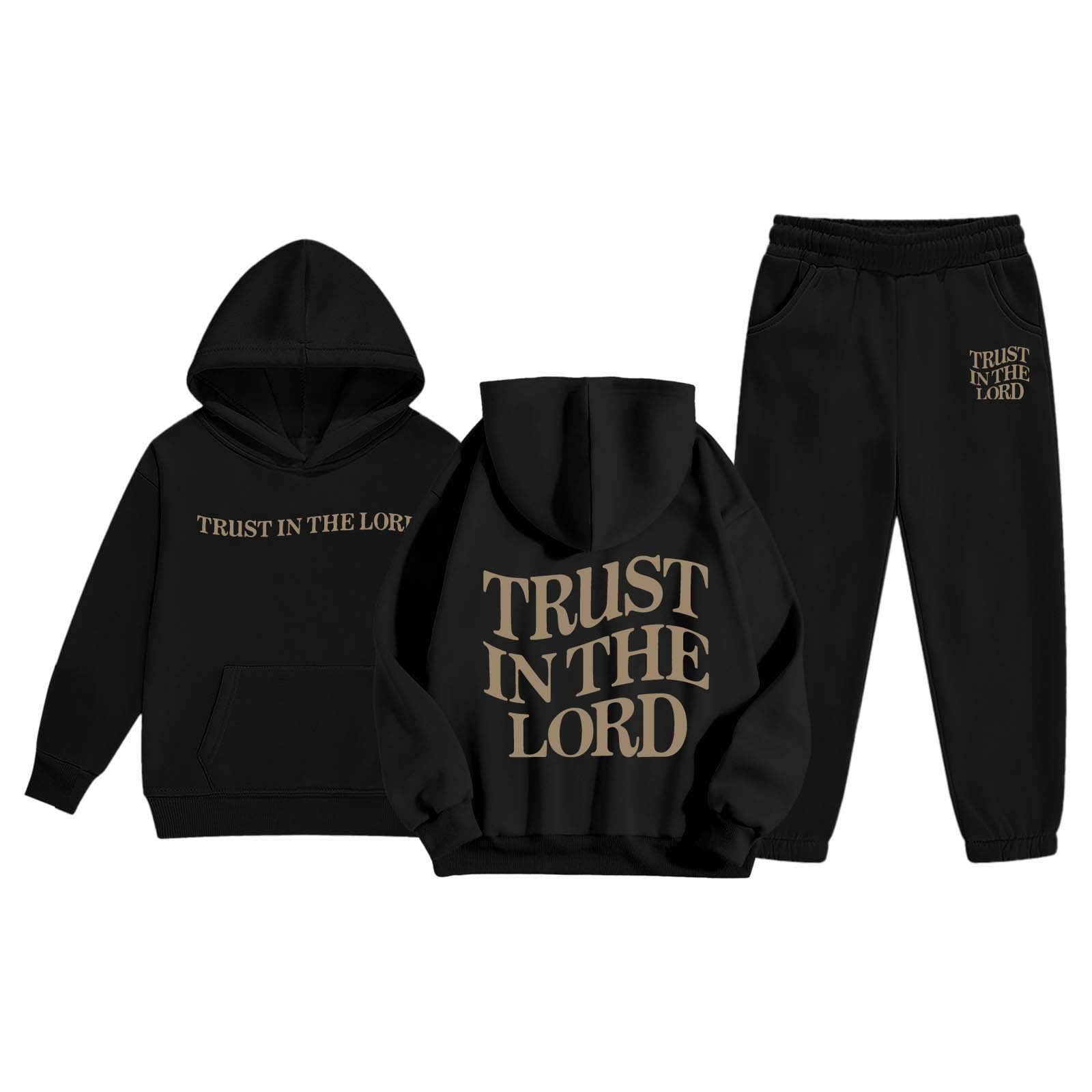 Boys Girls Active Sweatsuit,2PC Long Sleeve Letter Printed Soft Hoodie ...