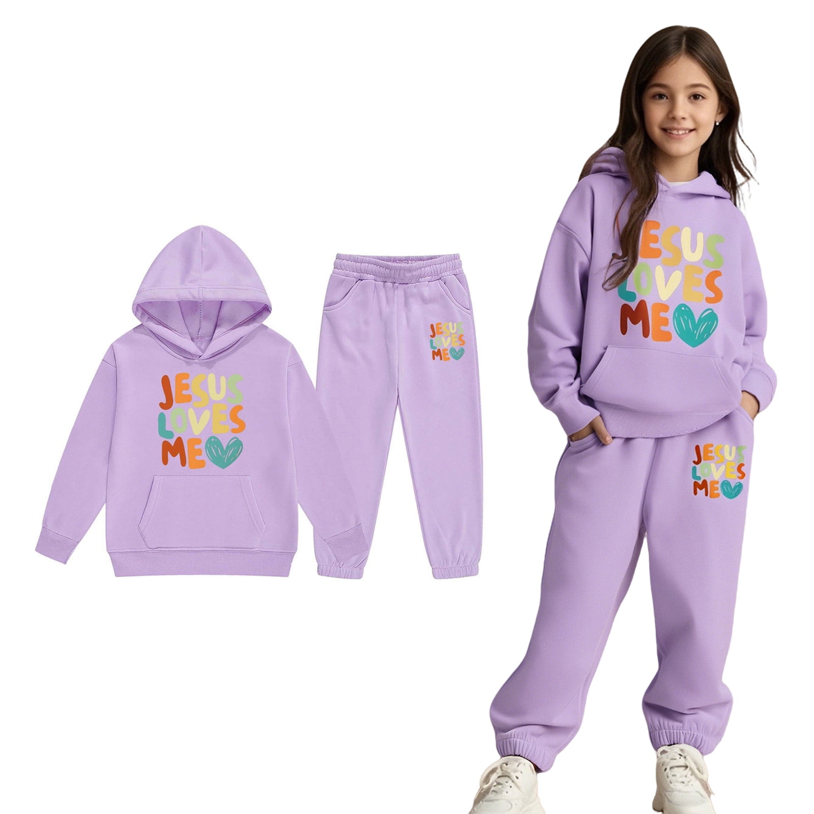 Boys Girls Active Sweatsuit,2PC Long Sleeve Tracksuit Hoodie Jogging ...
