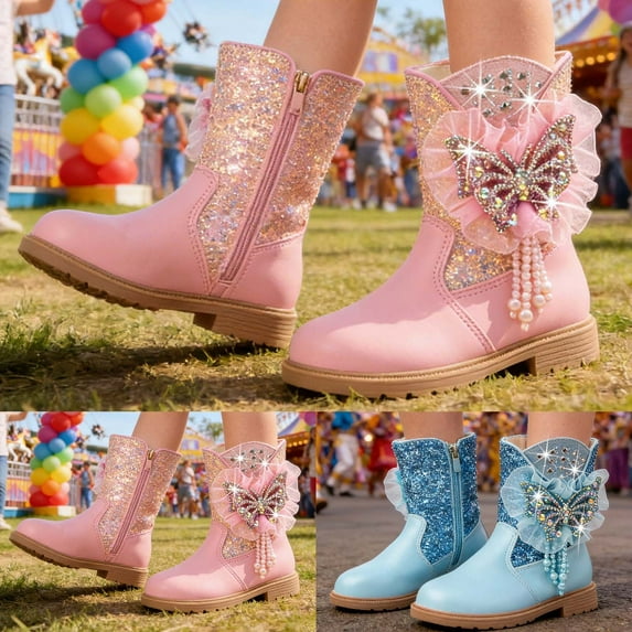 Boys Girls Ankle Boots Lace Up Waterproof Combat Shoes With Side Zipper ...