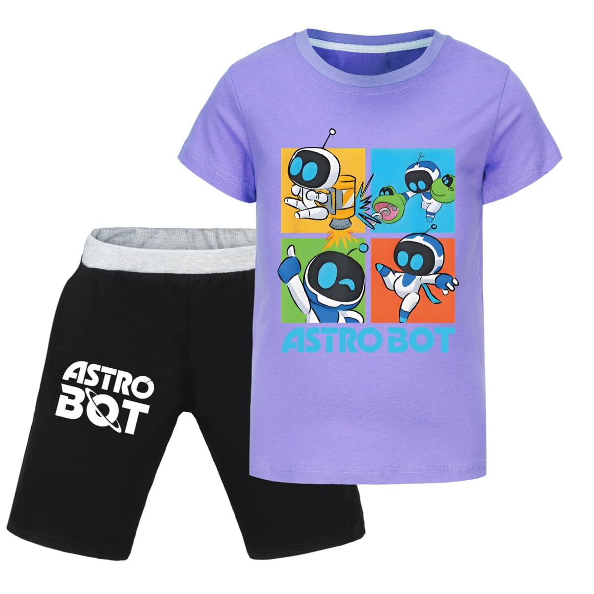 Boys Girls Astro Bot Cartoon Graphics T-Shirts Set Summer Video Game Fans Short Sleeve And short ...