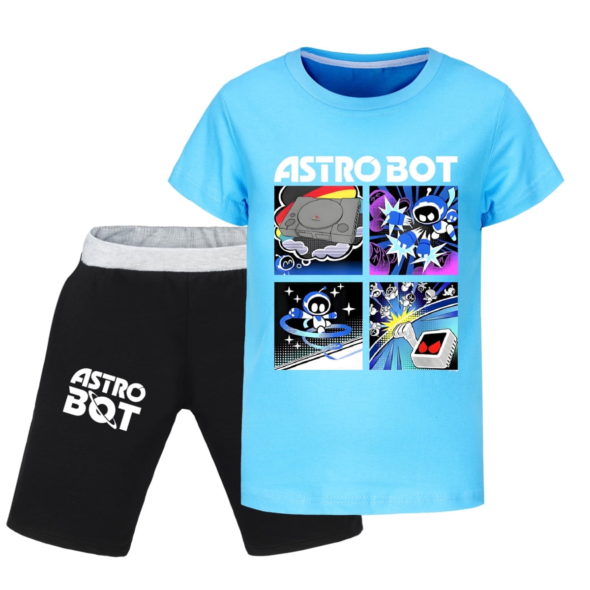 Boys Girls Astro Bot Cartoon Graphics T-Shirts Set Summer Video Game ...