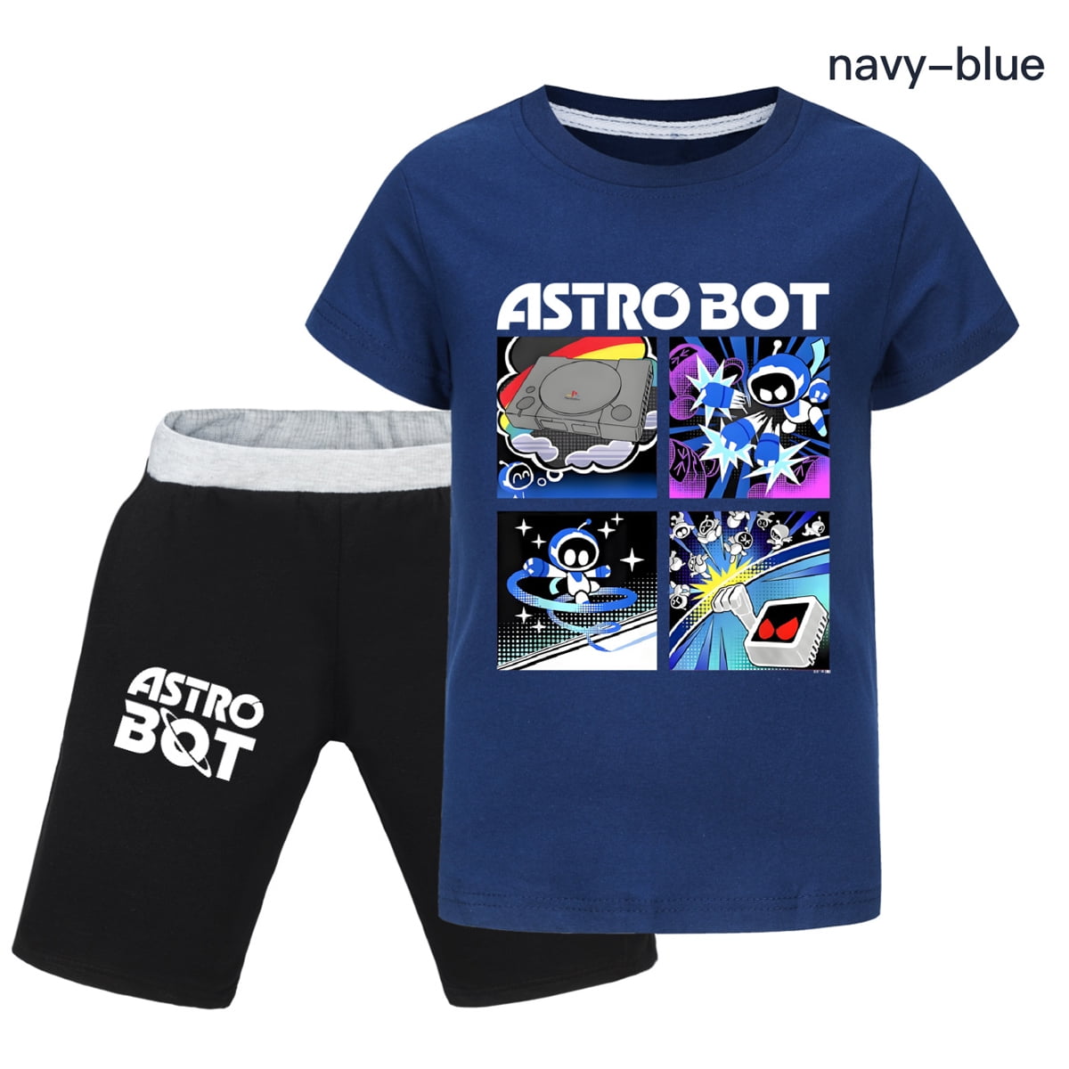 Boys Girls Astro Bot Cartoon Graphics T-Shirts Set Summer Video Game Fans Short Sleeve And short ...