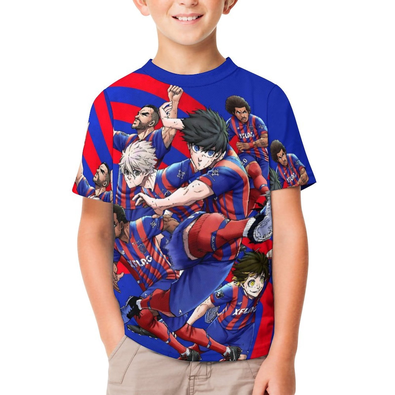 Boys Girls BLUE Ball LOC-,K T-Shirt Crewneck Short Sleeve Tee Shirt ...