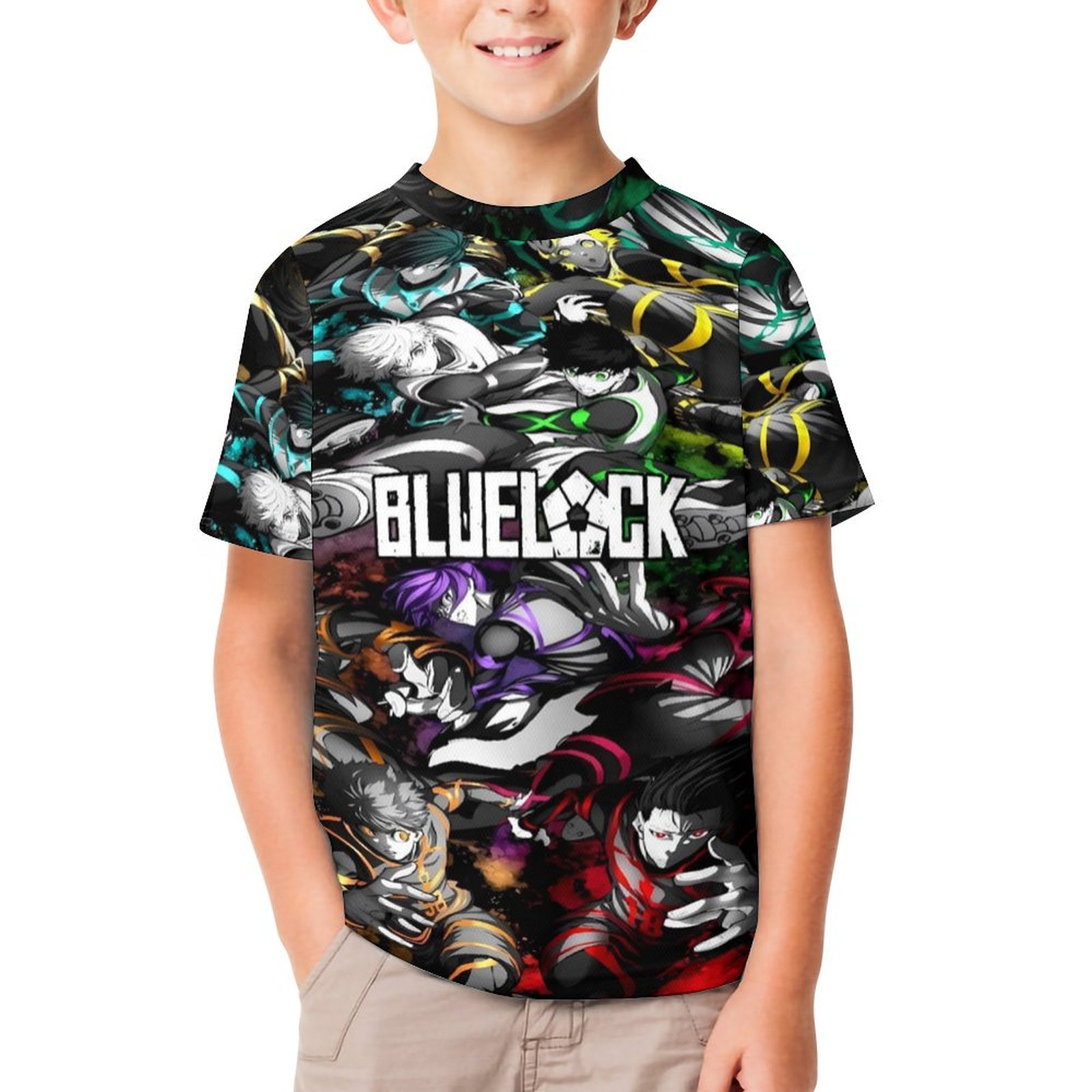 Boys Girls BLUE LOC-,K Shirts 3D Graphic Crewneck T-Shirt Unisex Short ...