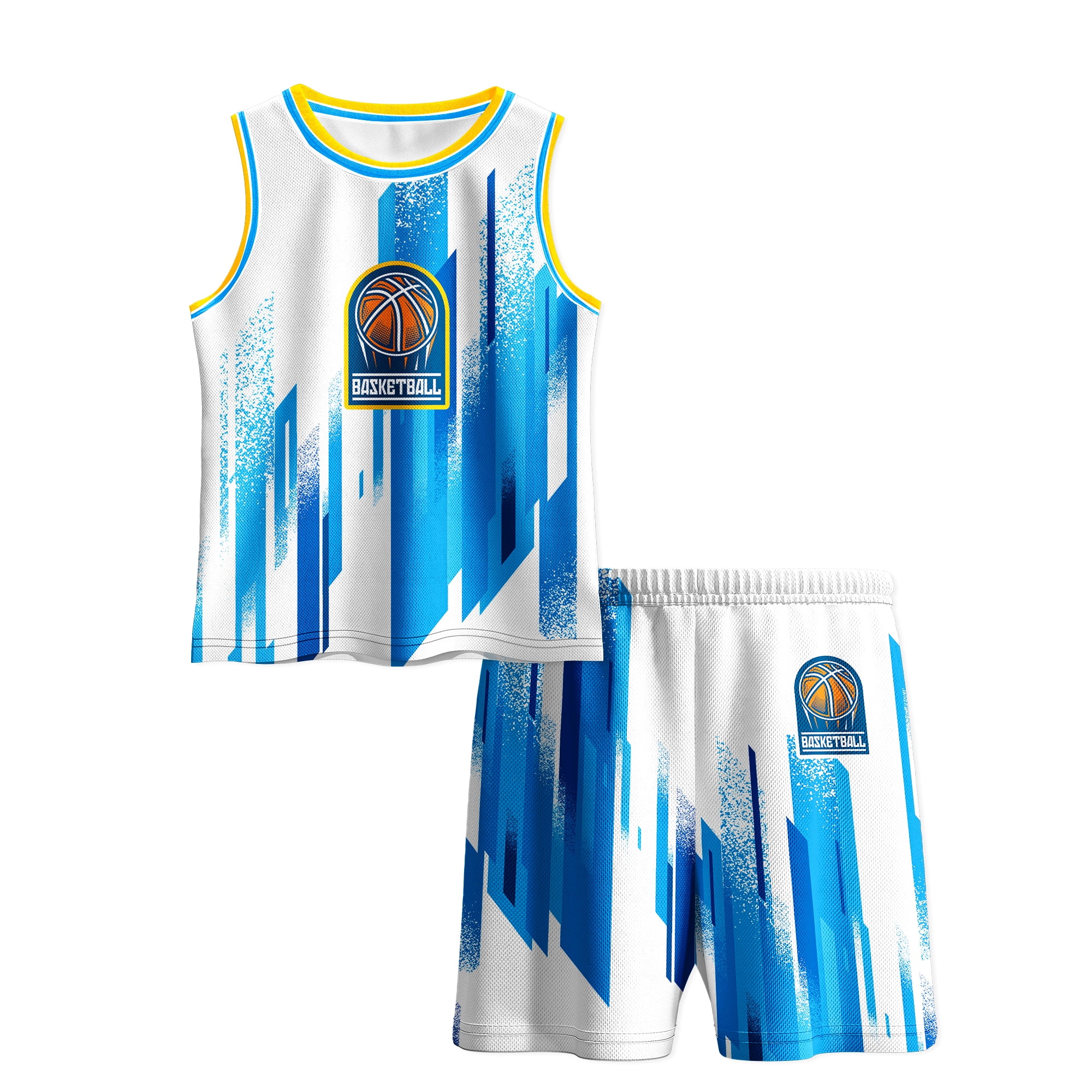 Boys Girls Basketball Jerseys Kids Sleeveless Mesh Jersey Sets Youth ...