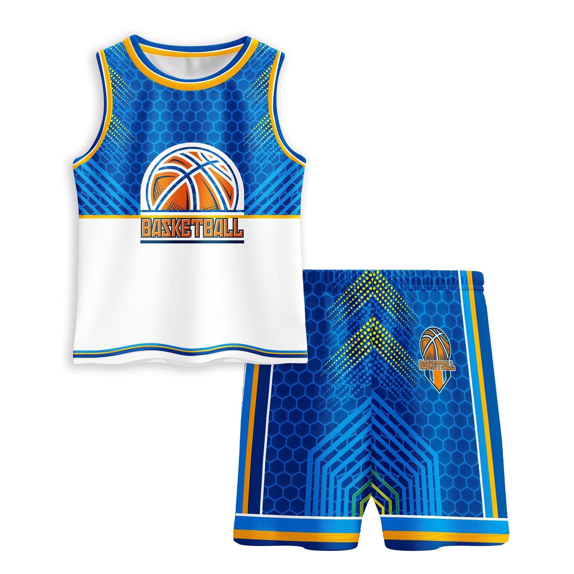 Boys Girls Basketball Jerseys Kids Sleeveless Mesh Jersey Sets Youth ...