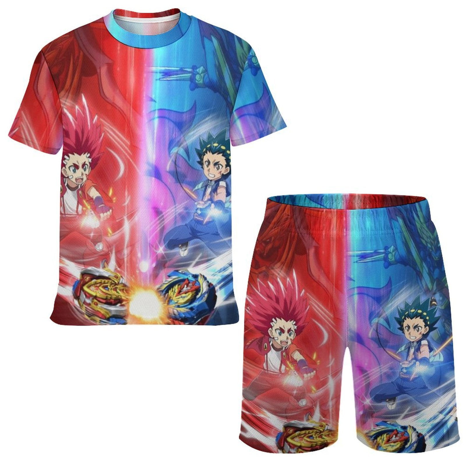 Boys Girls Beyblade Burst Evolution T Shirt Shorts Set Cotton 2 Piece ...