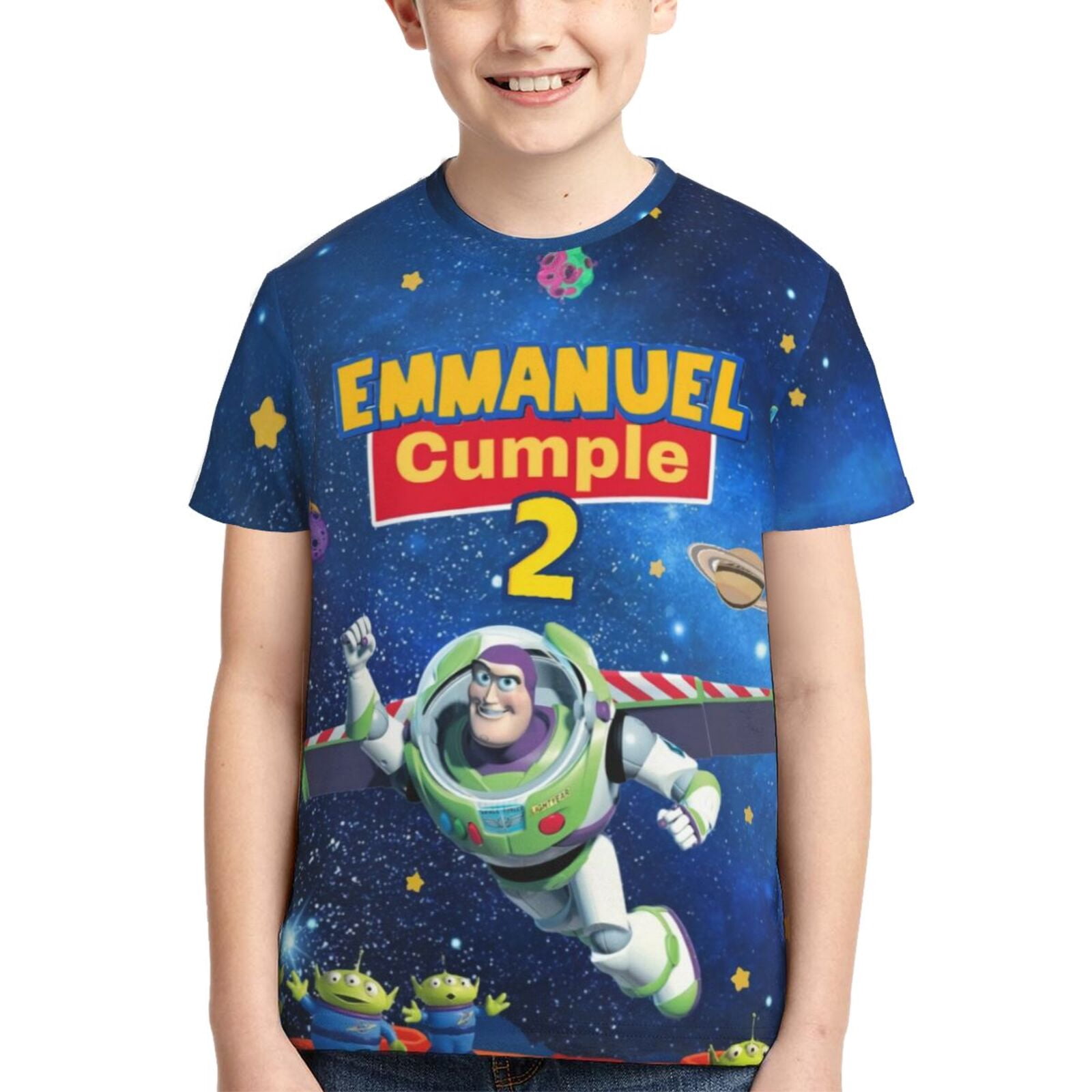 Boys Girls Buzz lightyear EMMANUEL Cumple T-Shirt Crewneck Short Sleeve ...