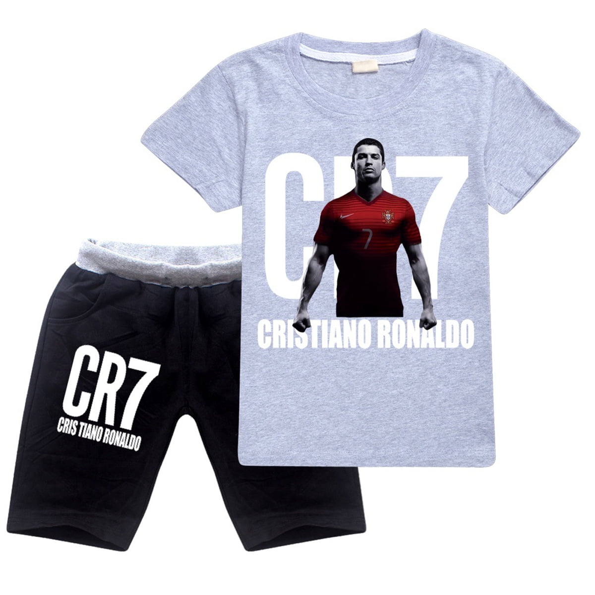 Boys Girls CR7 Cristiano Ronaldo Cartoon Graphics T-Shirts Shorts 2 ...
