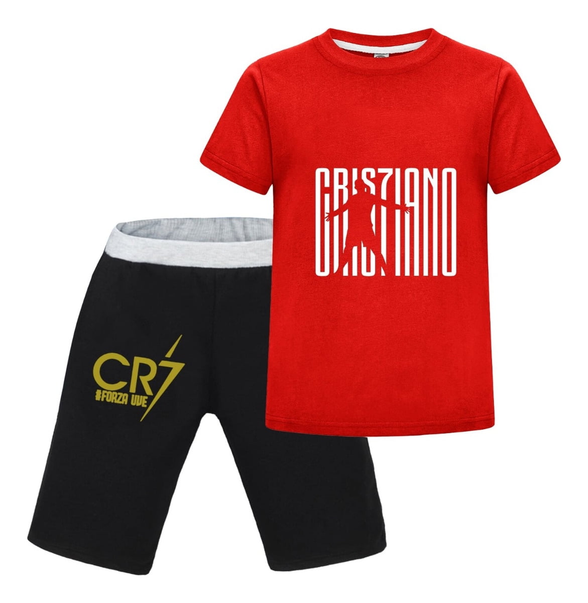 Boys Girls CR7 T-Shirt and Shorts Set | Cristiano Ronaldo Cartoon ...