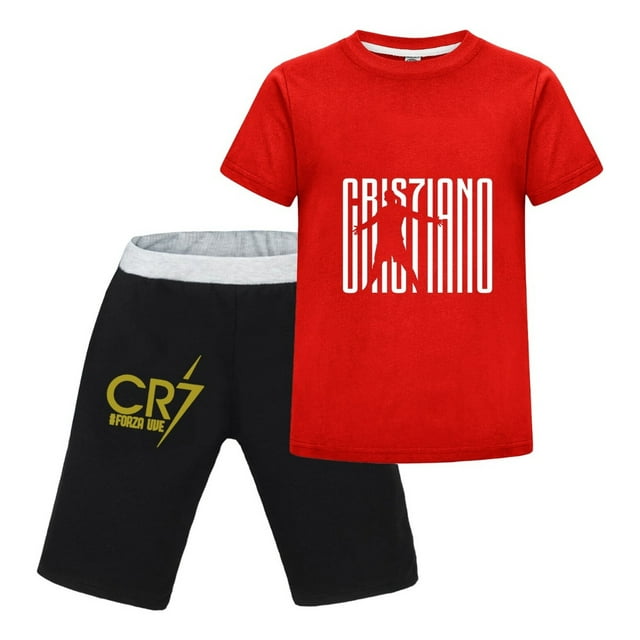 Boys Girls CR7 T-Shirt and Shorts Set | Cristiano Ronaldo Cartoon ...