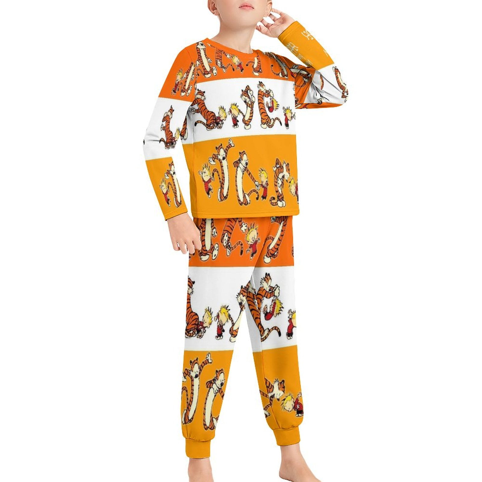 Boys Girls Calvin And Hobbe Costumes Kids Pajamas Set Tee Shirt Pants ...