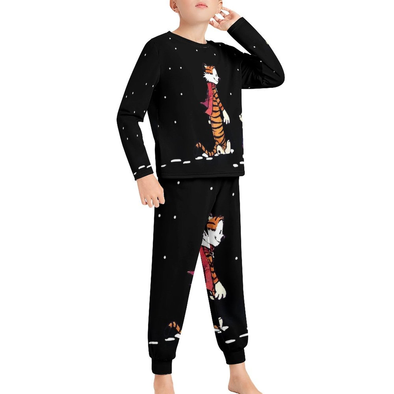 Boys Girls Calvin And Hobbe Costumes Kids Pajamas Set Tee Shirt Pants ...