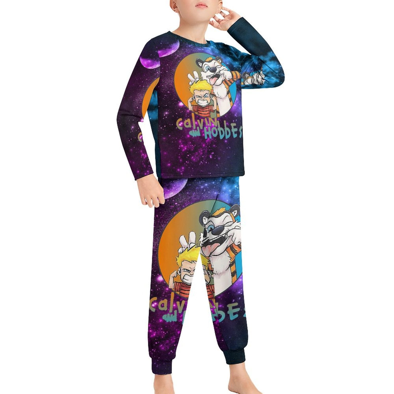 Boys Girls Calvin And Hobbe Costumes Kids Pajamas Set Tee Shirt Pants ...