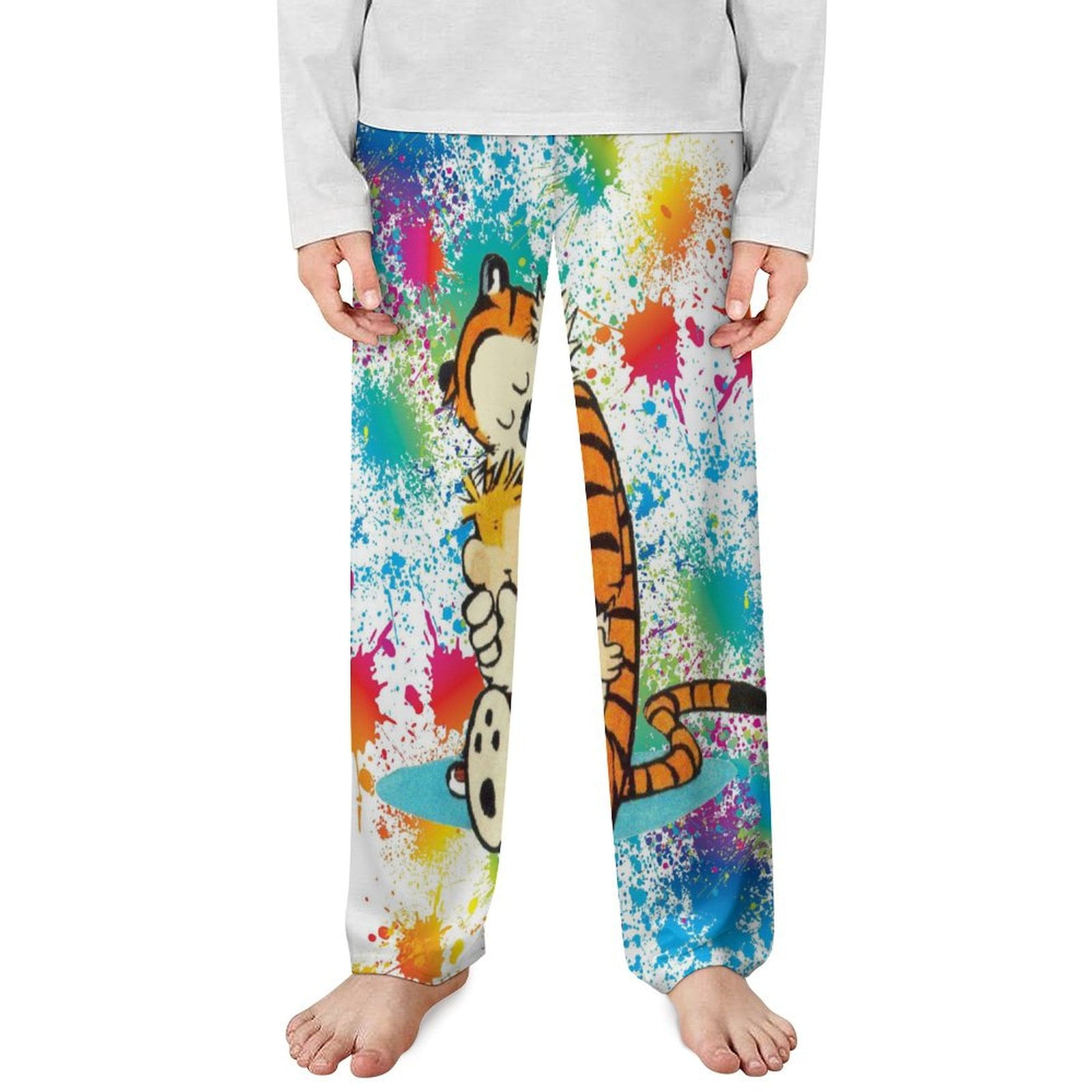 Boys Girls Calvin And Hobbe Pajama Pants Cartoon Casual Lounge PJ ...