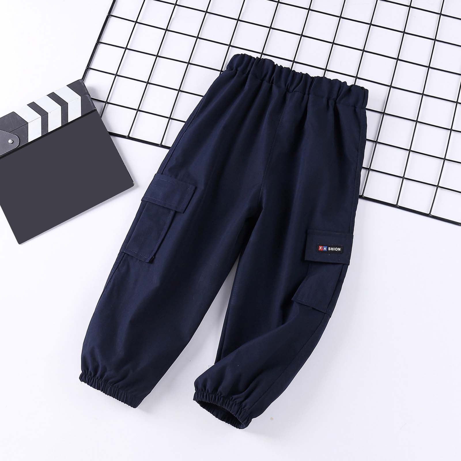 Boys Girls Cargo Pants Girls Navy Pants Pull on Sweatpants Lightweight ...