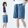 Boys & Girls Casual Denim Shorts, Elastic Waist Knee Length Shorts with ...