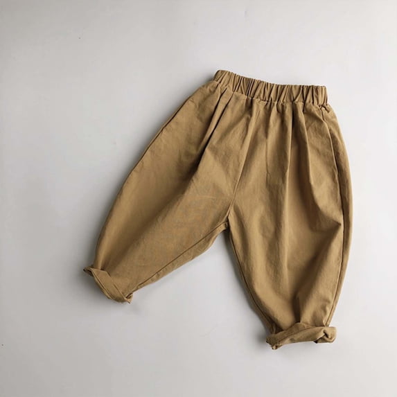 Boys Girls Casual Woven Trousers Autumn Literary Style Western Carrot ...