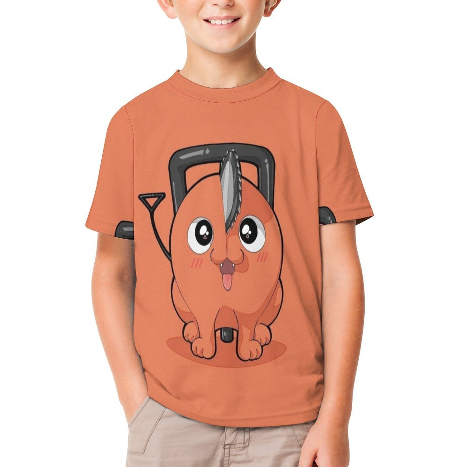 Boys Girls Chainsaw Orange Men T-Shirt Crewneck Short Sleeve Tee Shirt ...