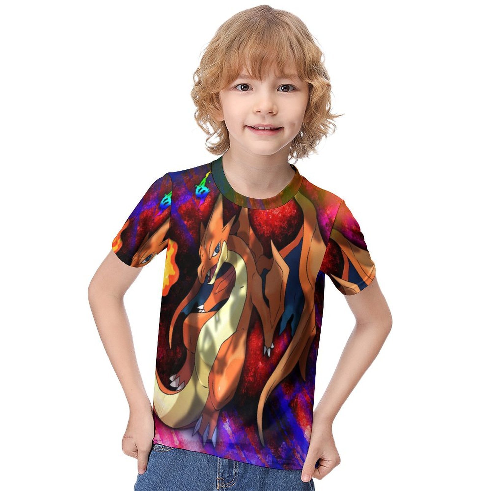 Boys Girls Charizard T Shirt Shorts Set Cotton 2 Piece Anime Printing ...