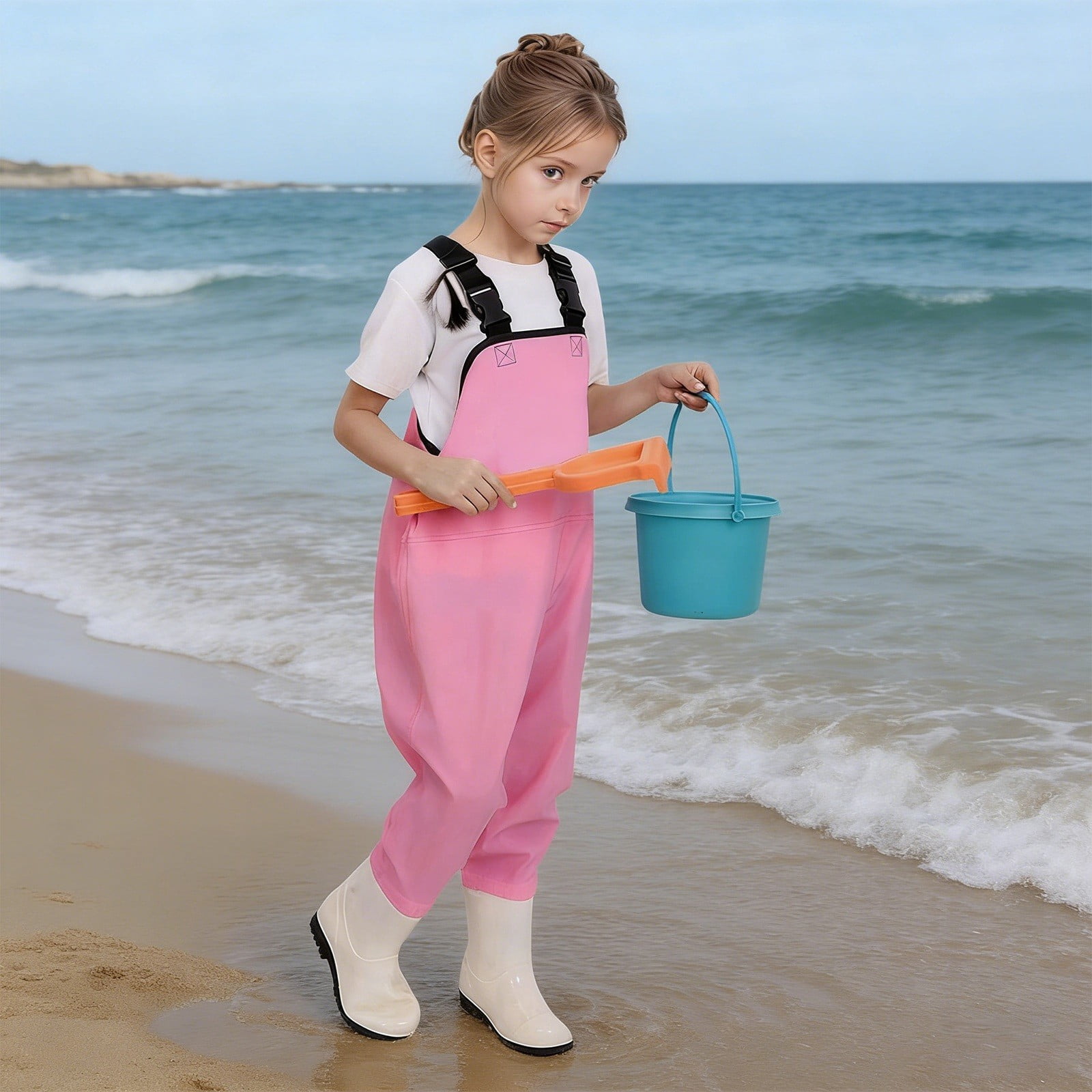 Boys Girls Chest Waders with Boots, PVC Waders for Toddler Band Swim ...
