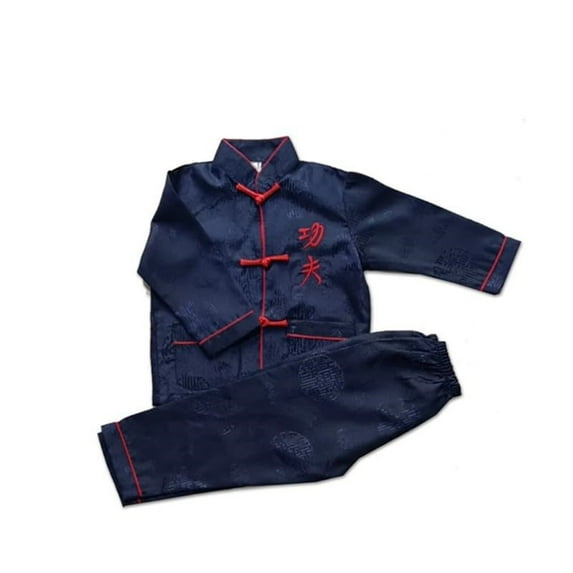Boys Girls Chinese Traditional Pants Set Teen Button Down Satin ??ilk ...