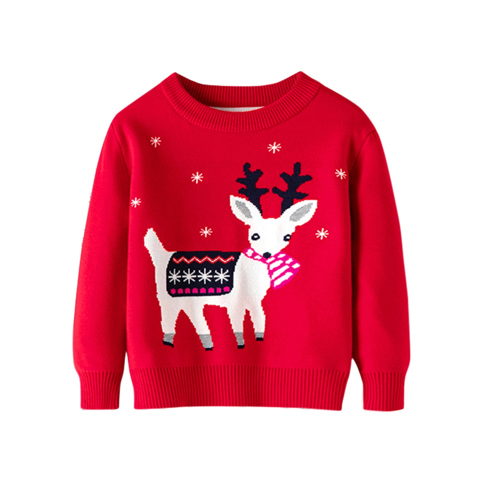 Boys Girls Christmas Sweater Kids Christmas Elk Crewneck Sweater ...