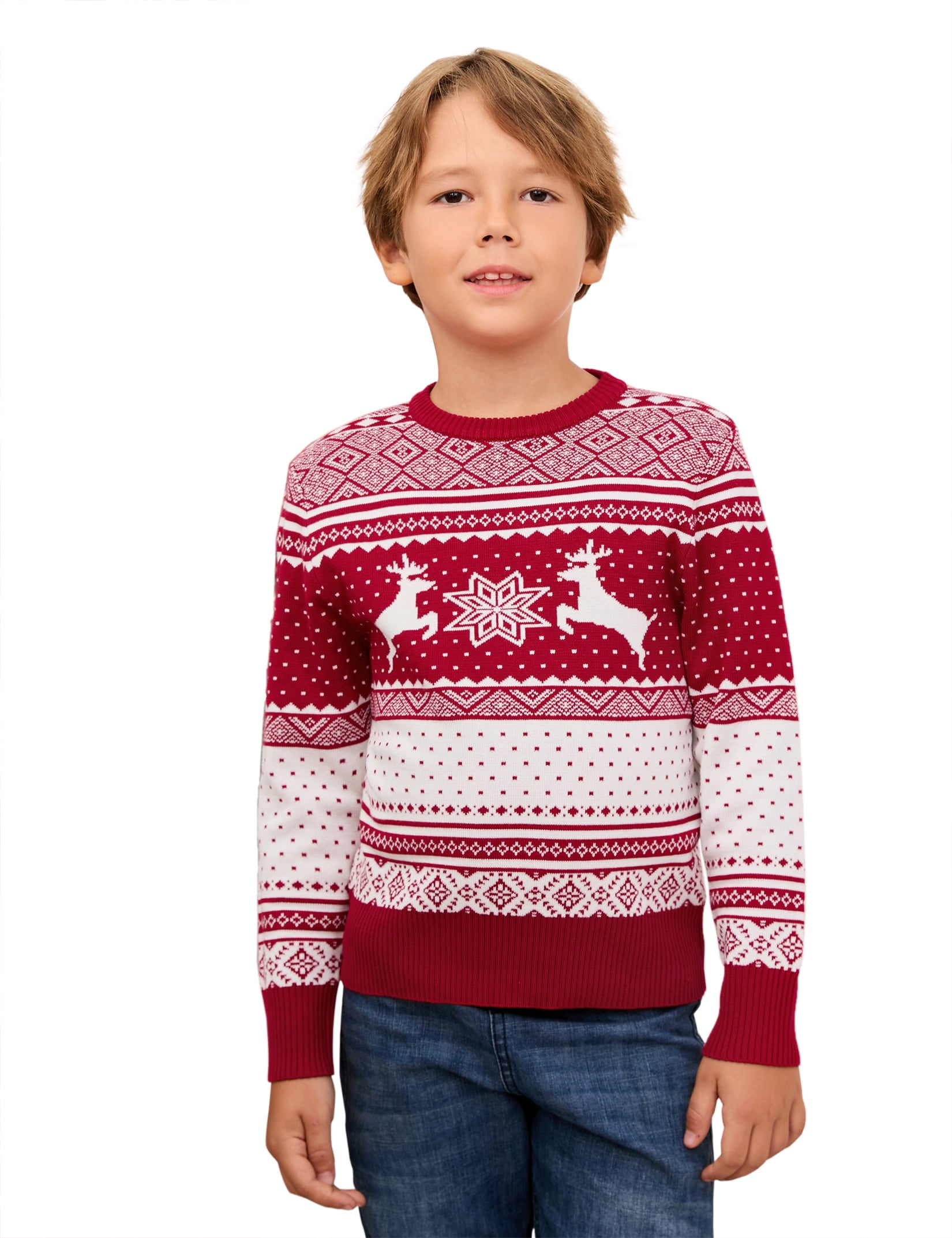 Boys Girls Christmas Sweaters Holiday Unisex Sweater Crewneck Xmas ...