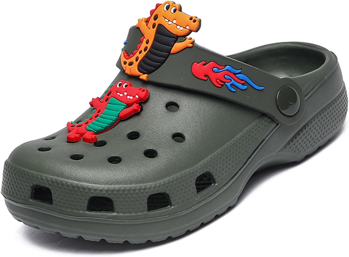 Boys Girls Clogs Cute Cartoon Dinosaur Beach Pool Slippers Kids Slip On Lightweight Sandals for ...