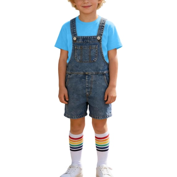Boys Girls Clothes 3 Piece Denim Overalls Set, Kids Short Sleeve T ...
