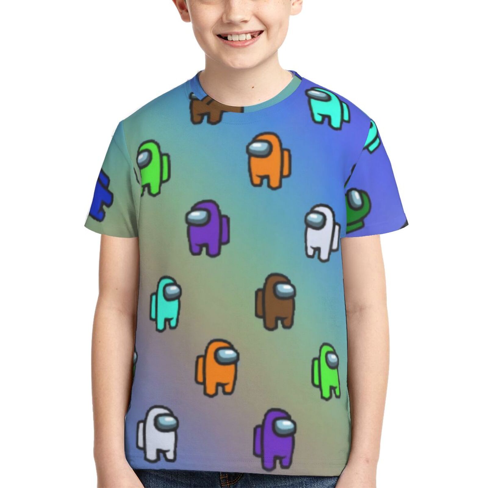 Boys Girls Color Games Impostor Among Us T-Shirt Crewneck Short Sleeve ...