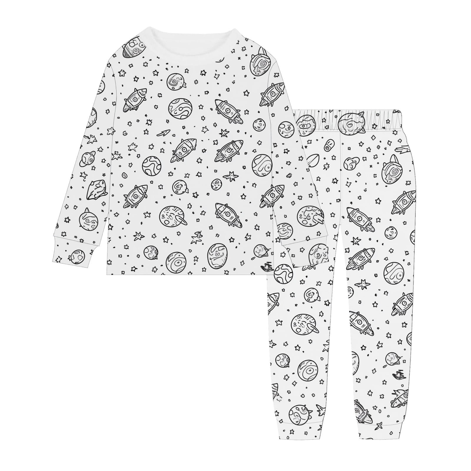Boys Girls Color Your own Pajamas Kid DIY Homewear Set Long Sleeve 2 ...