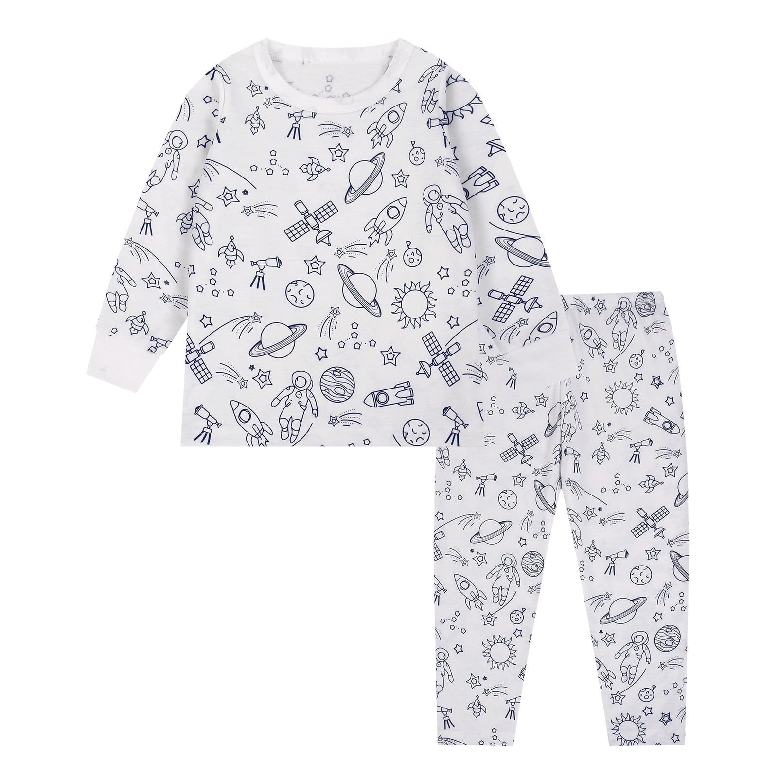 Boys Girls Coloring Pajamas DIY Children's Clothing Long Sleeve 2 Piece ...