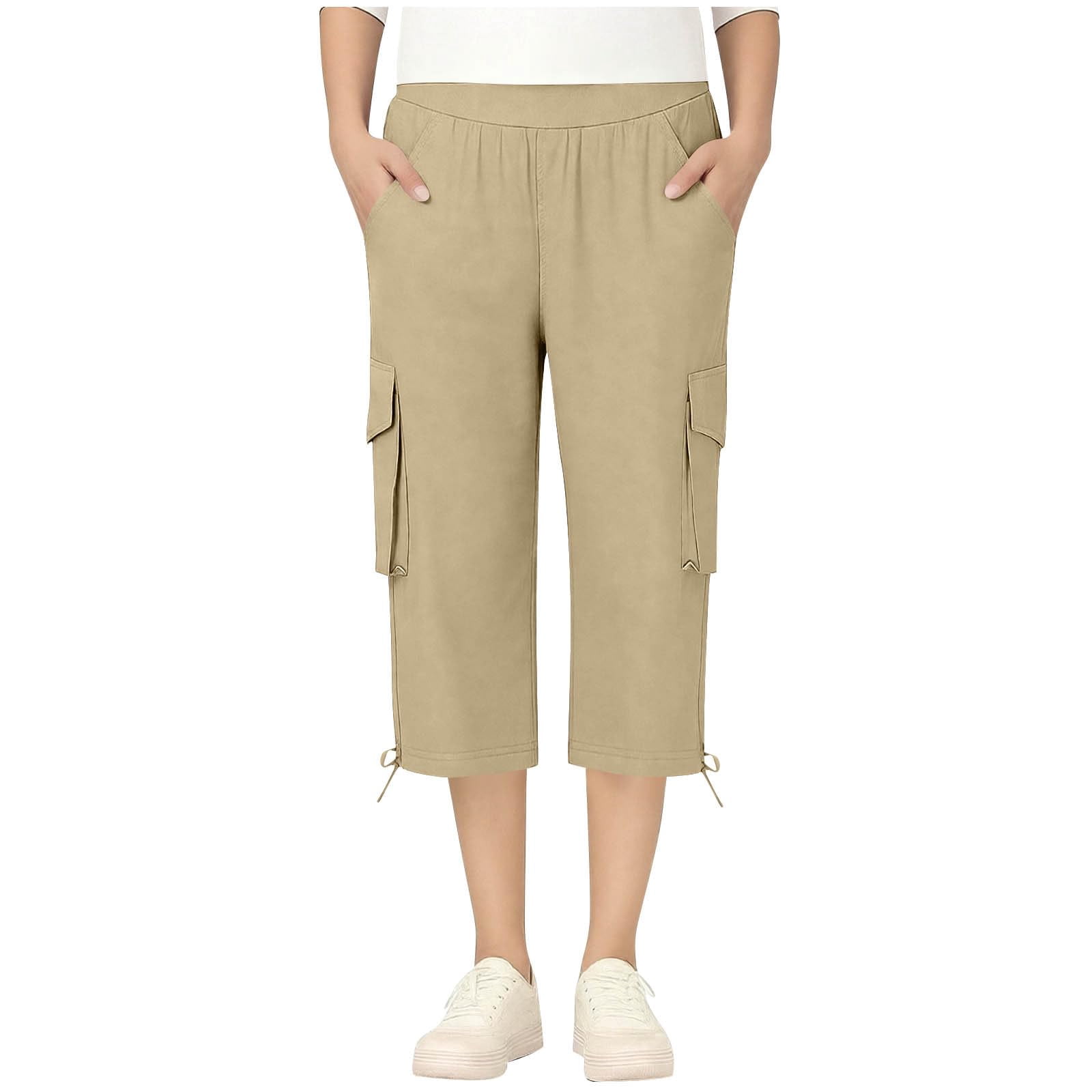Boys Girls Cotton Linen Capri Pants Wide Leg Elastic Waist Cargo Pants ...