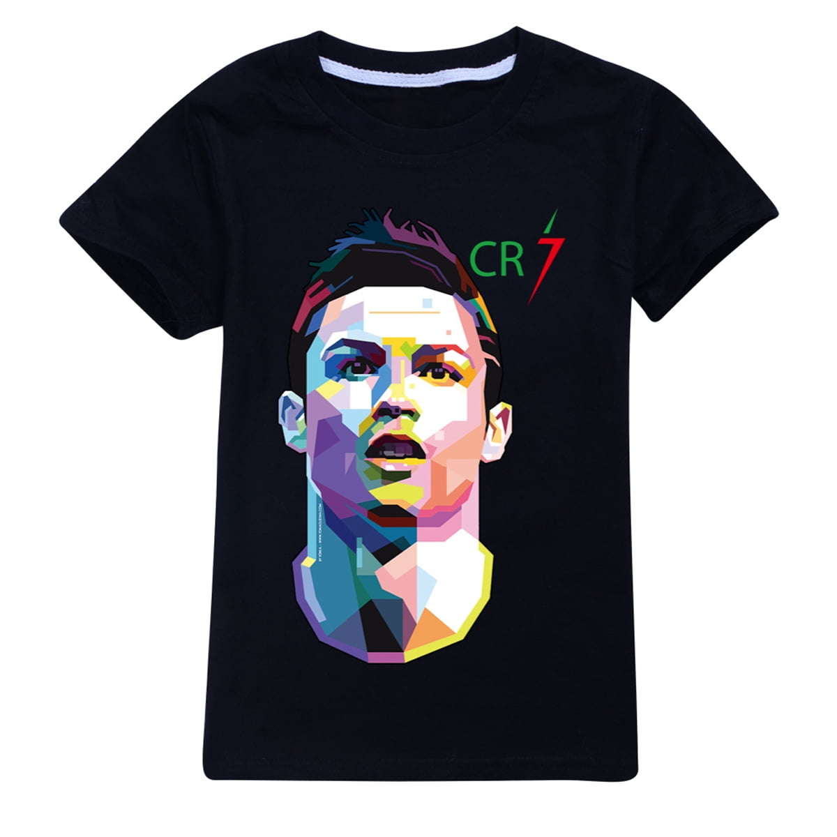 Boys Girls Cristiano Ronaldo Cartoon Casual T-Shirts Summer Football Star Short Sleeve Crewneck ...