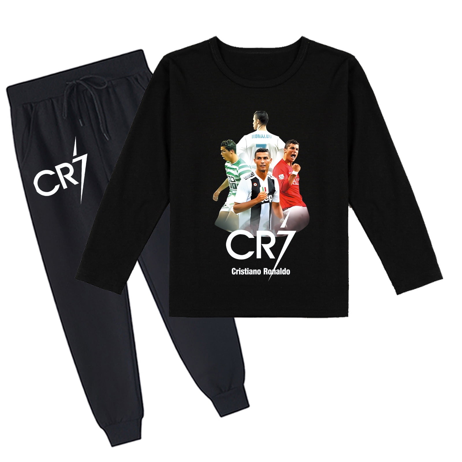 Boys Girls' Cristiano Ronaldo Comfy Long Sleeve T-shirt and Pant Outfit ...