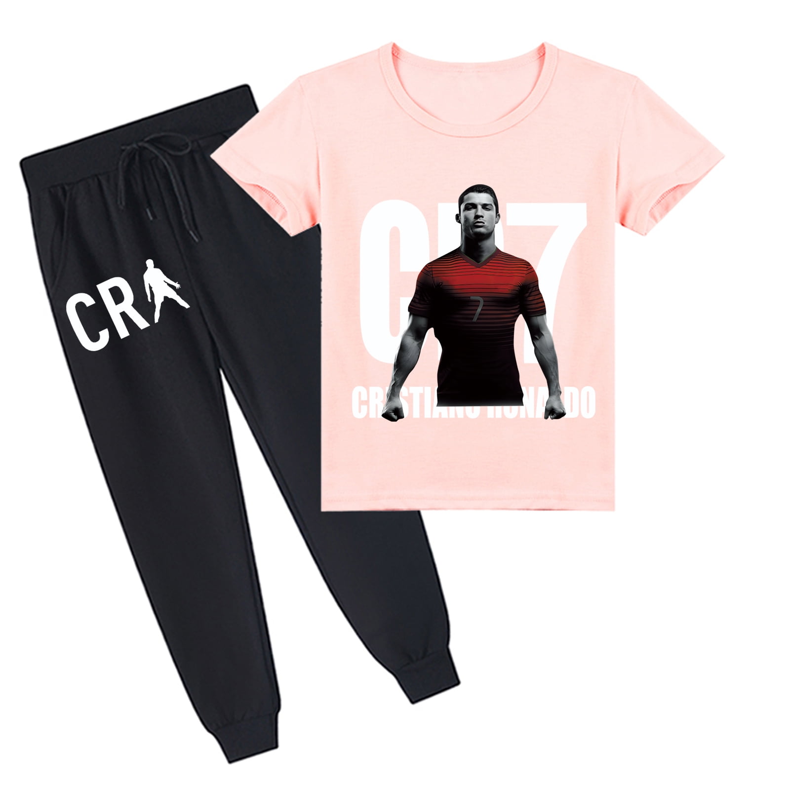 Boys Girls Cristiano Ronaldo Cotton Short Sleeve T-shirt & Long Pants ...