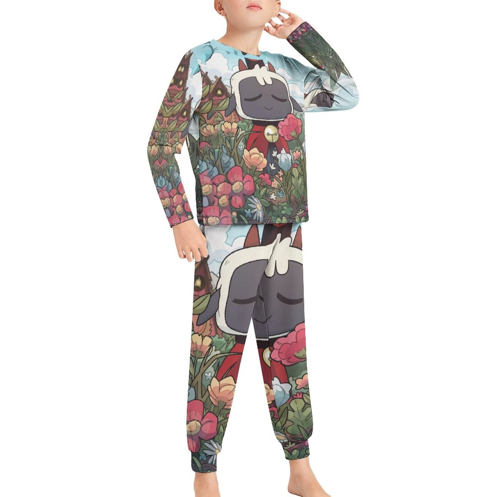 Boys Girls Cult of The Lamb Costumes Kids Pajamas Set Tee Shirt Pants ...