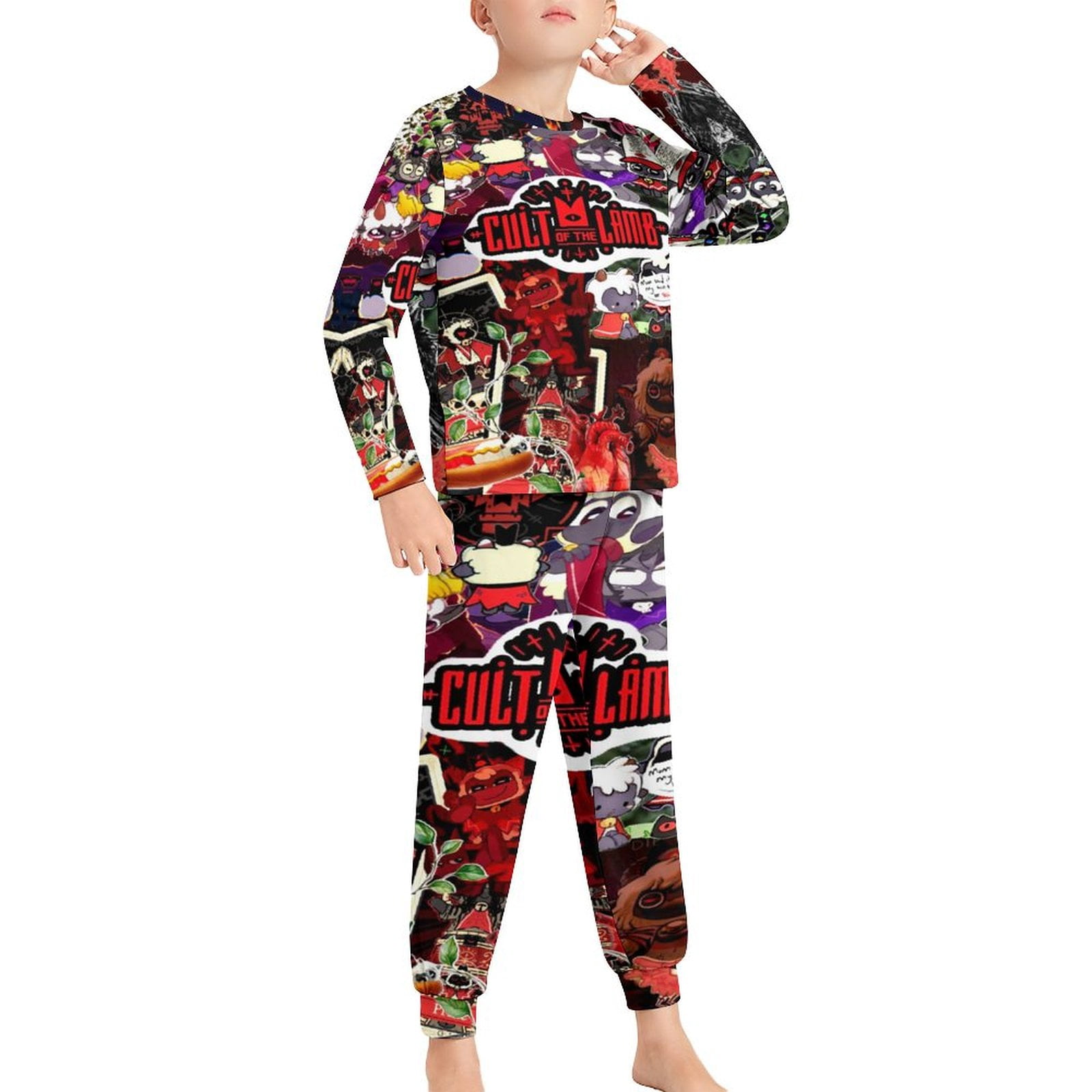 Boys Girls Cult of The Lamb Costumes Kids Pajamas Set Tee Shirt Pants ...