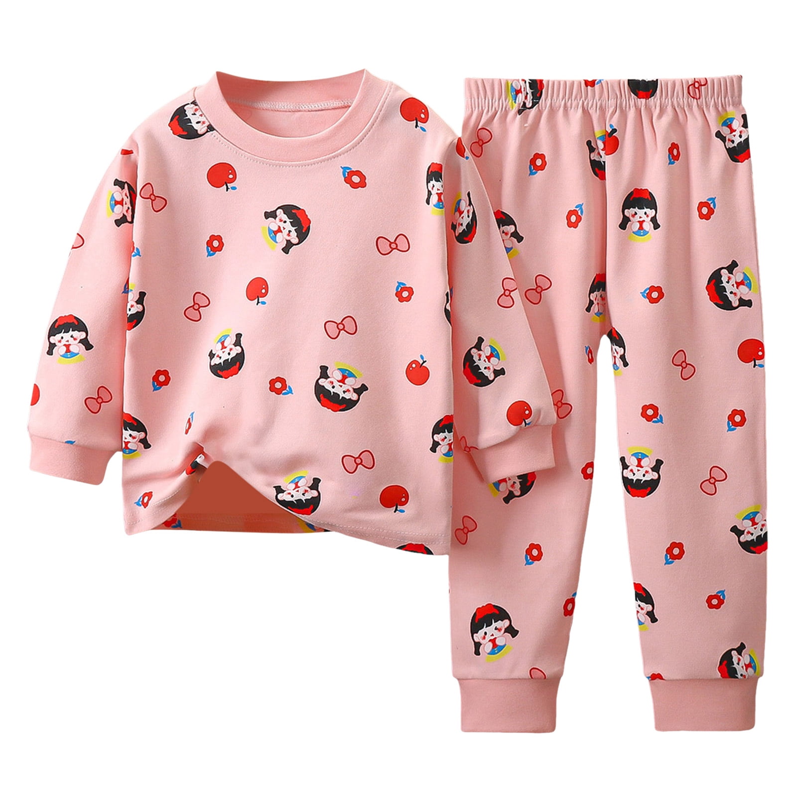 Boys Girls Cute Cartoon Print Pajamas Long Sleeve Sleepwear Cute ...