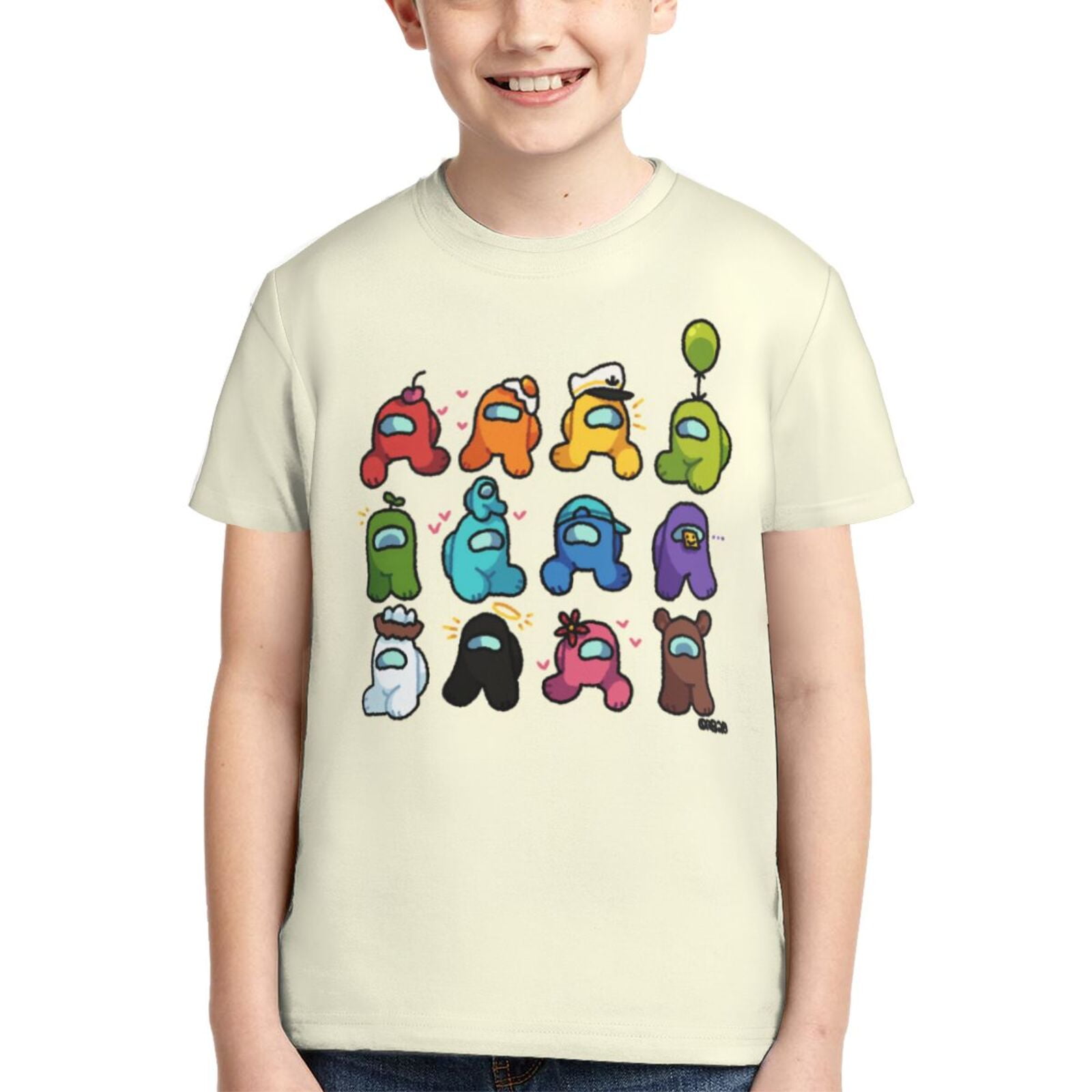 Boys Girls Cute Gaming Among Us T-Shirt Crewneck Short Sleeve Tees Kids ...
