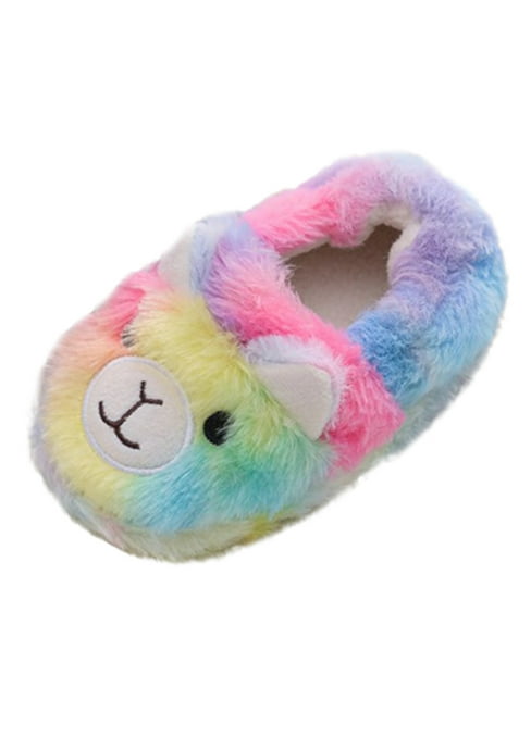 Ginisom Girls Fuzzy Slippers Kids Open Toe Cross Band Fluffy House ...