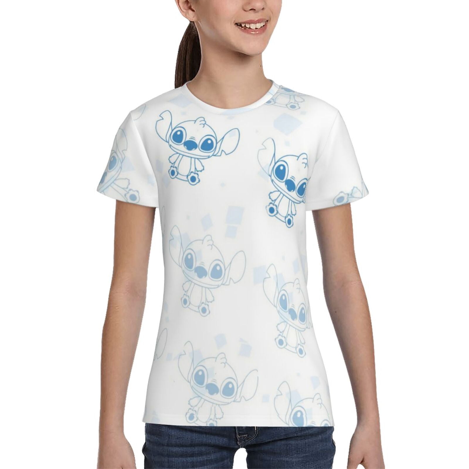 Boys Girls Cute Stitch T-Shirt Crewneck Short Sleeve Tees Kids Casual ...